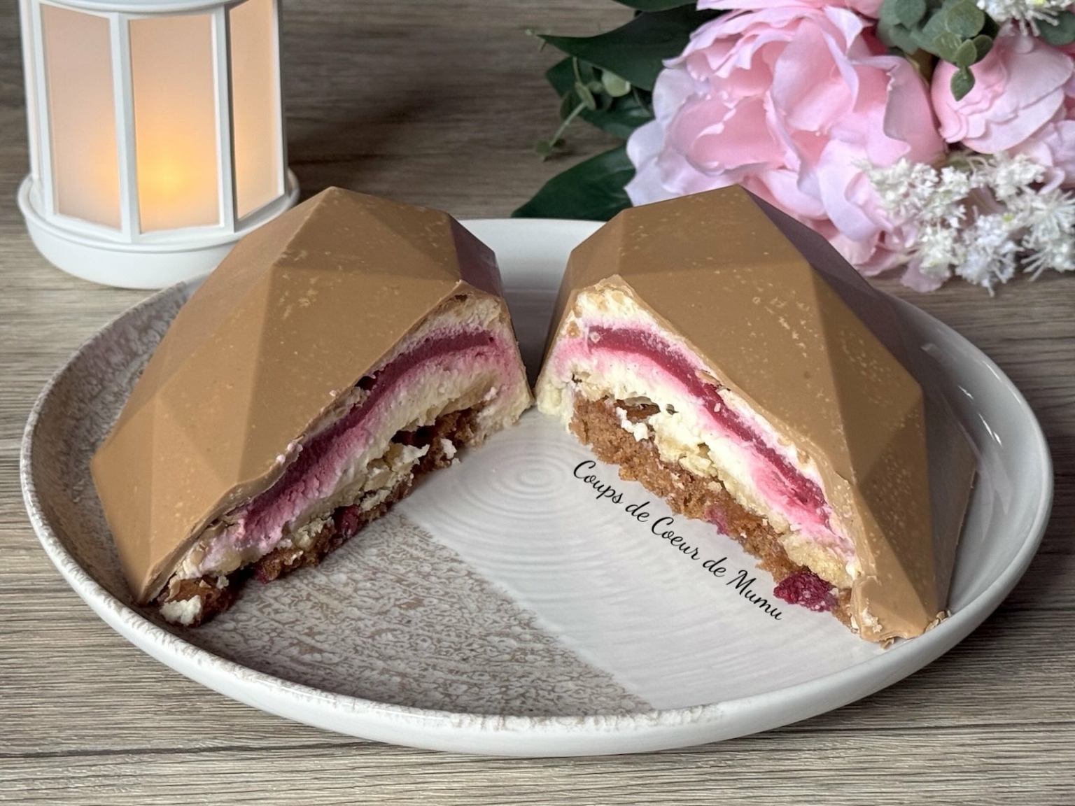 Entremet Vanille, Framboises et Amandes avec le Moule Coeur Diamant ...